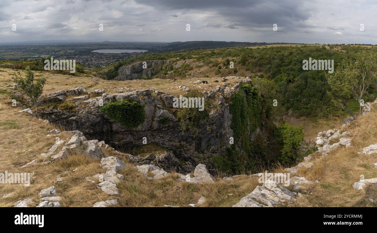 A view of Cheddar Gorge in the Mendip Hills near Cheddar in Somerset ...