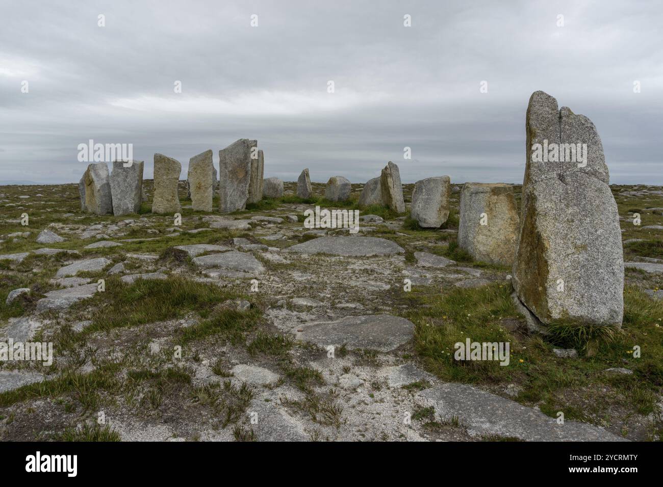 View of the the megalith site of Tobar Dherbhile on the Mullet ...