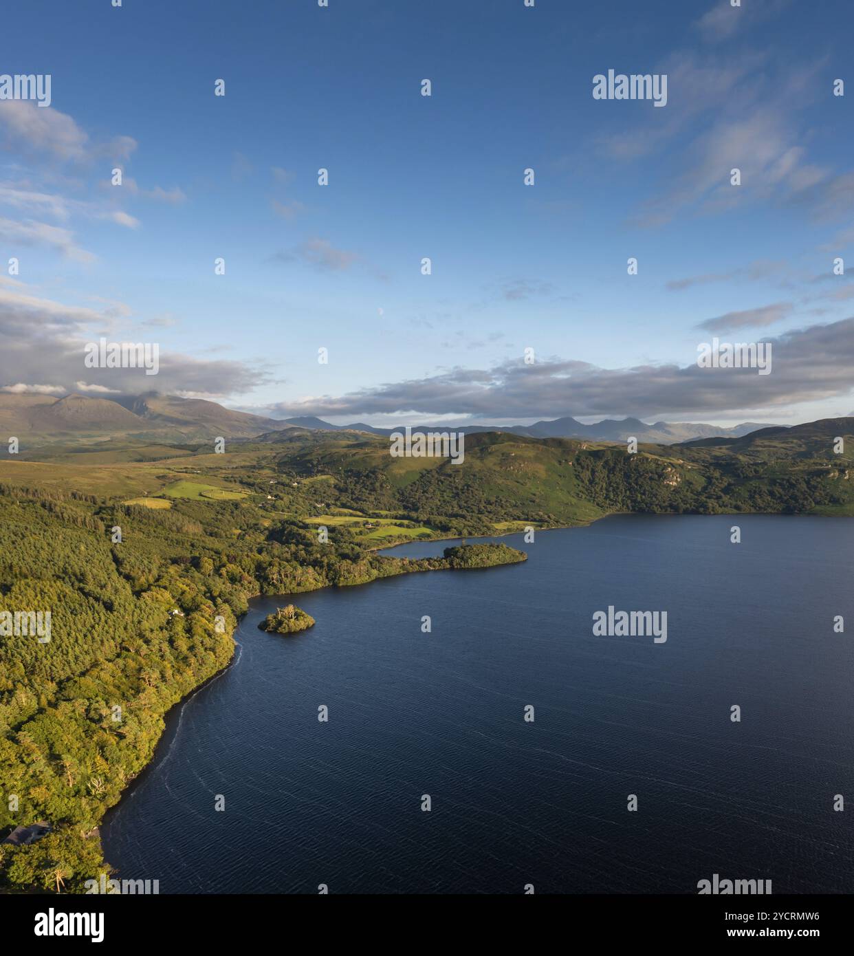 A view of Lough Caragh lake in the Glencar Valley of Kerry County in ...