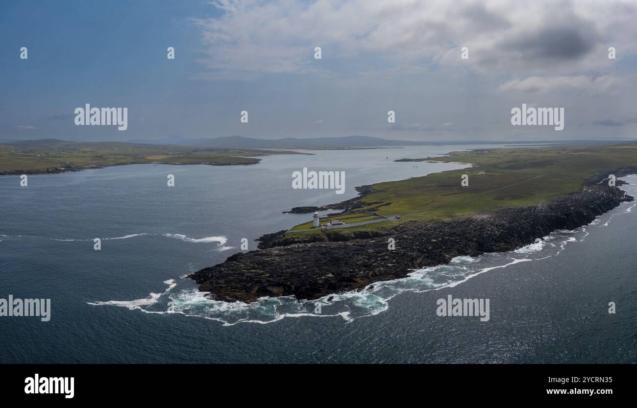 A drone panorama landscape of Boradhaven Bay and the hsitoric ...