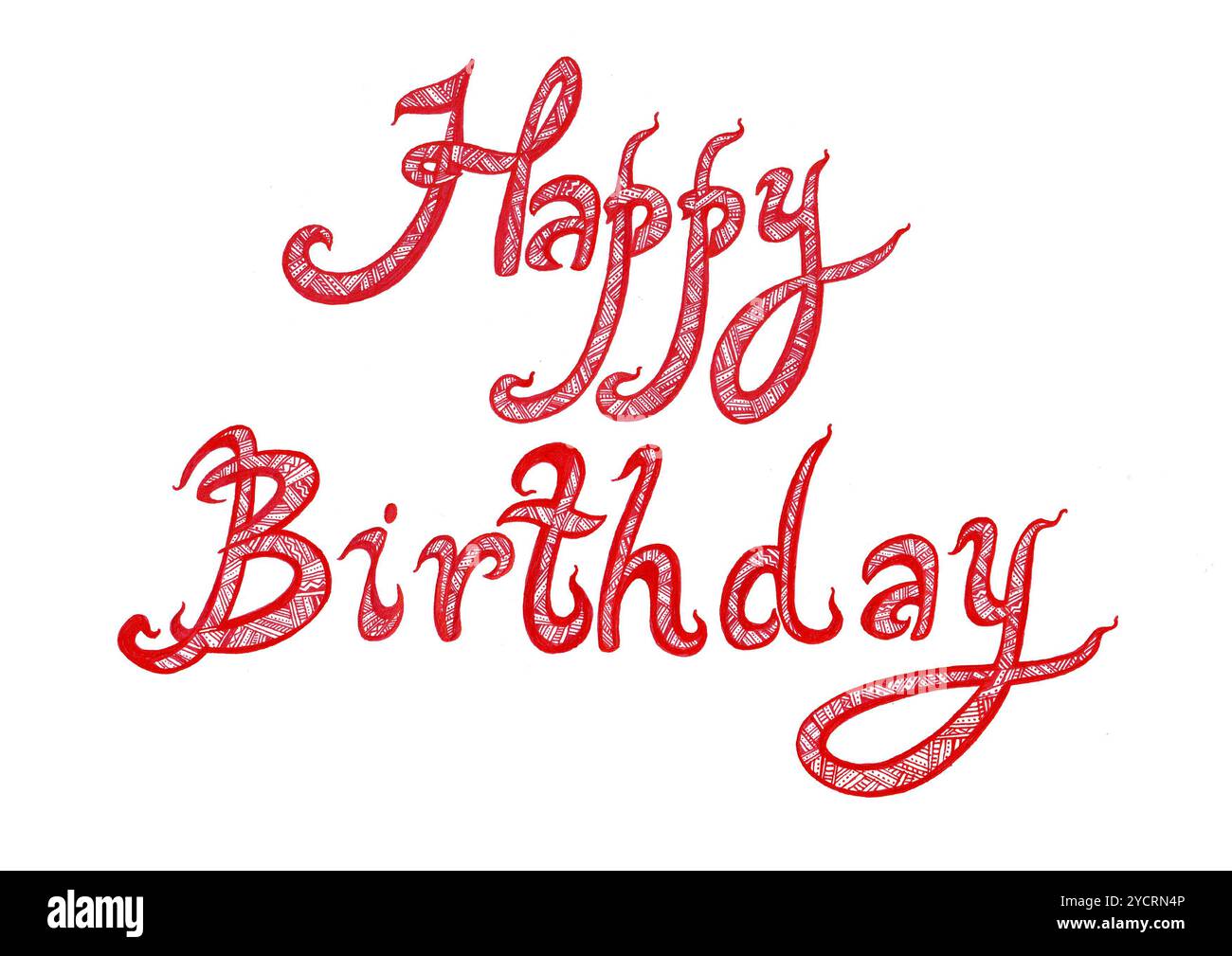 Doodle lettering Happy Birthday. Red color. Isolated on white ...
