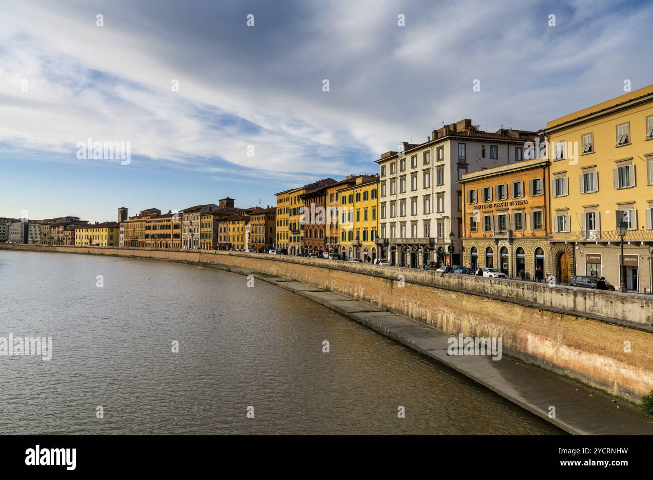Pisa, Italy, 30 November, 2022: colorful houses on the waterfront of ...