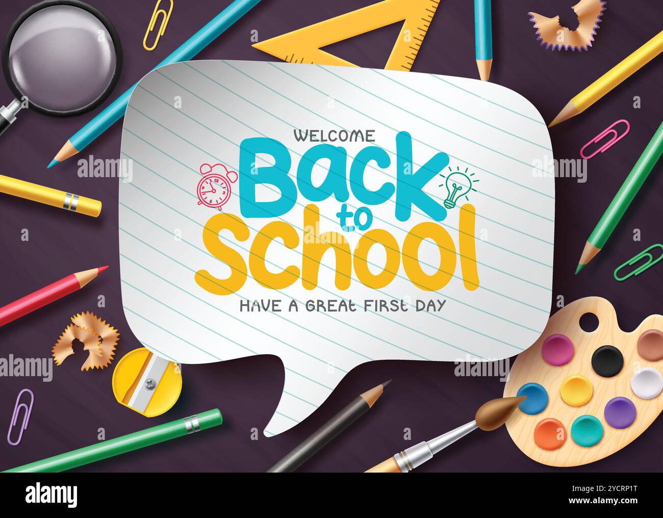Welcome back to school vector template design. Back to school greeting ...