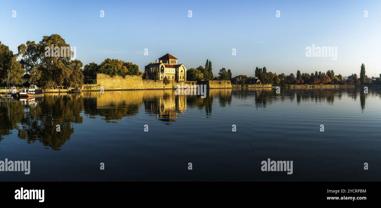 Tata, Hungary, 7 October, 2022: panorama landscape of Lake Oreg and the ...