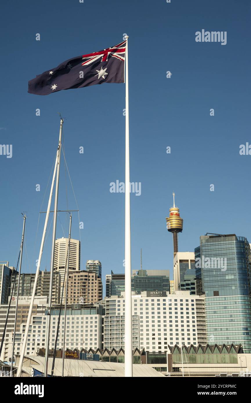 20.09.2018, Sydney, New South Wales, Australia, A giant Australian flag ...