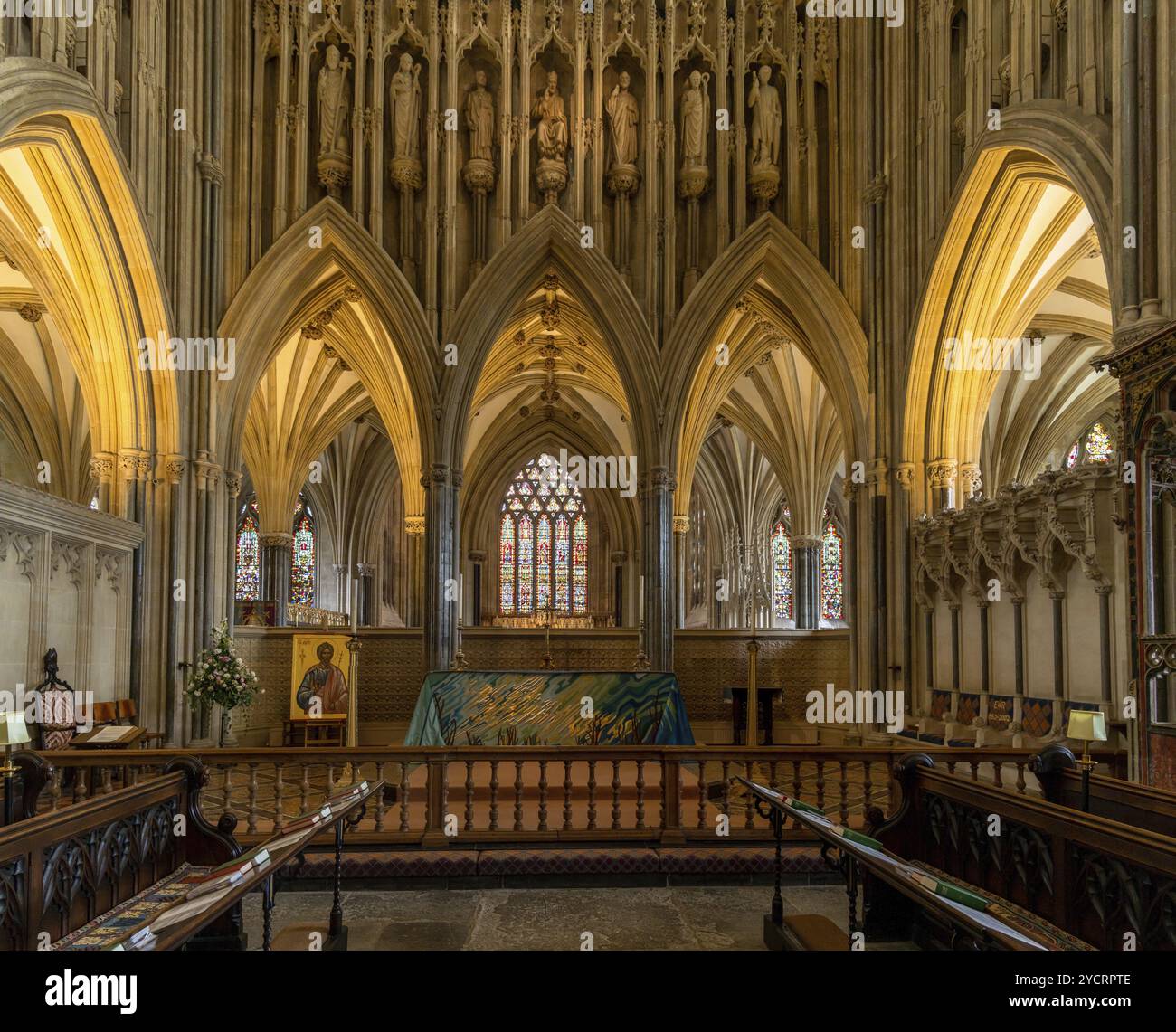 Wells, United Kingdom, 1 September, 2022: view of one of the ornate ...