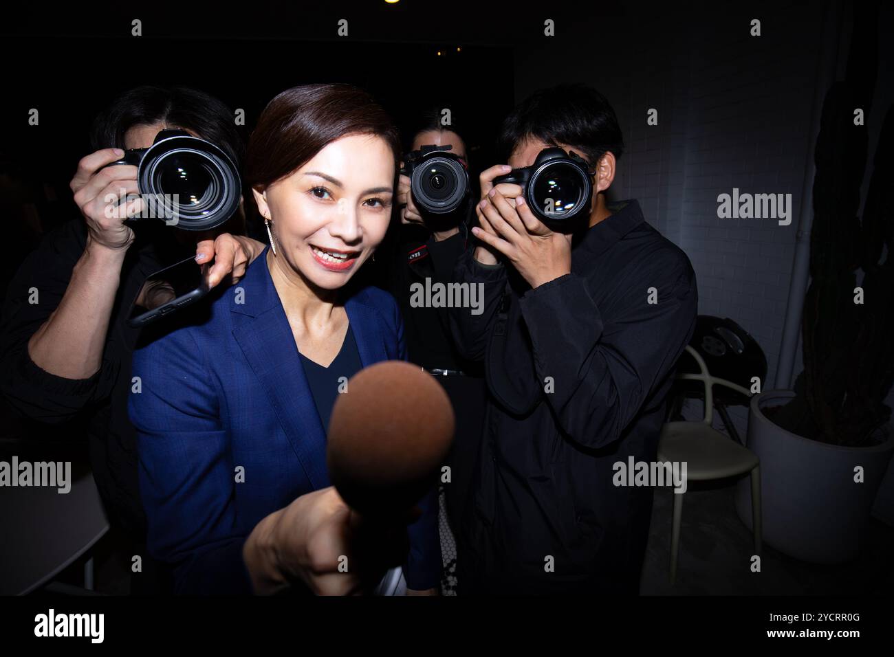 Reporter and cameraman conducting an interview Stock Photo - Alamy