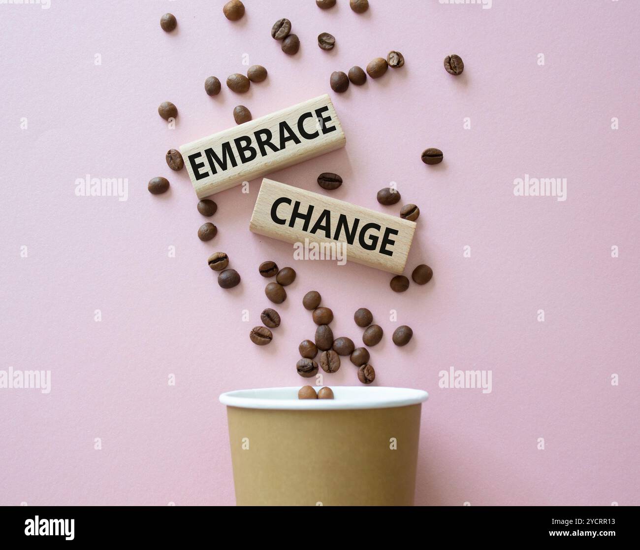 Embrace change symbol. Concept word Embrace change on wooden blocks ...