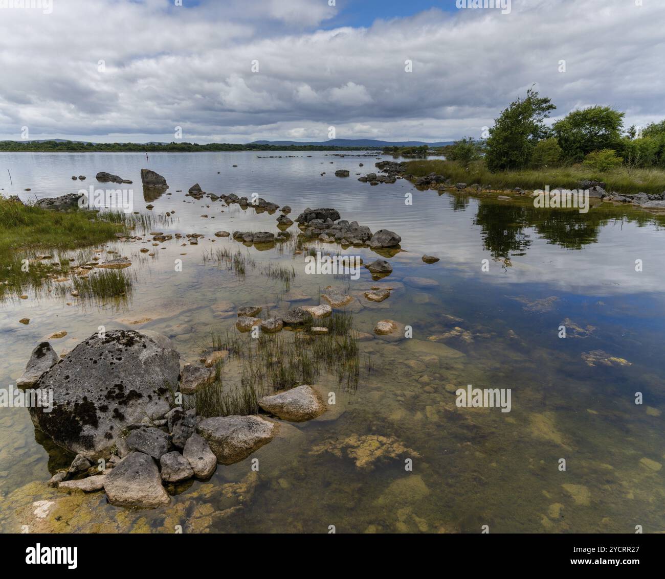 Peaceful picturesque summer landscape of Lough Corrib Lake in County ...