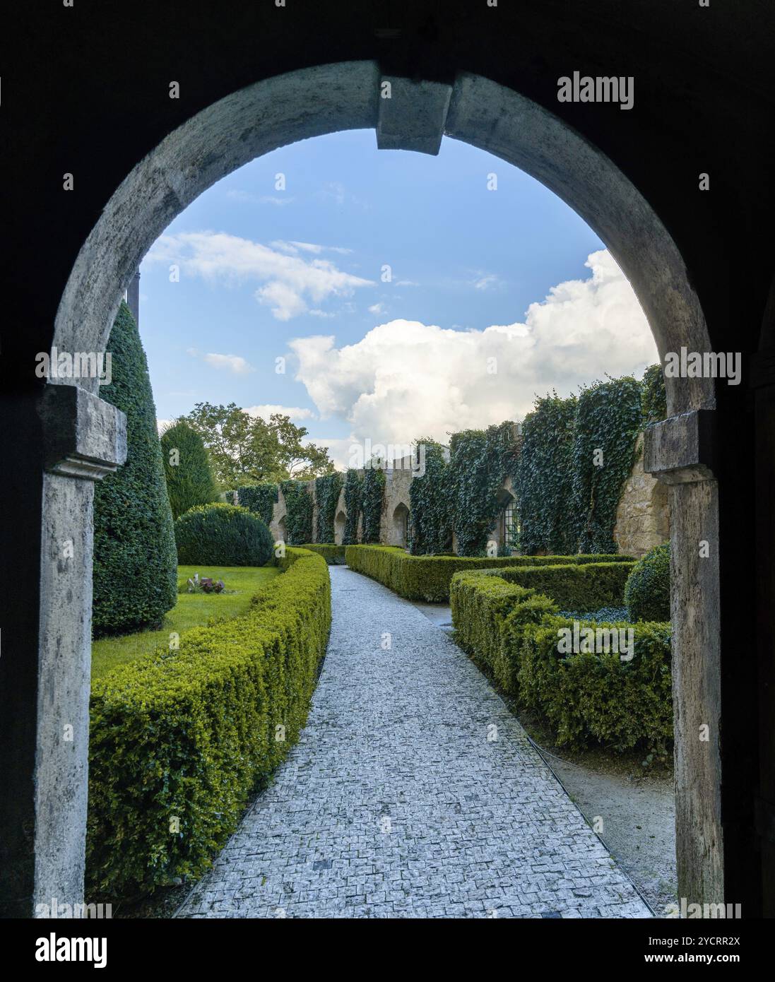 Bojnice, Slovakia, 26 September, 2022: stone gate leading out into the ...
