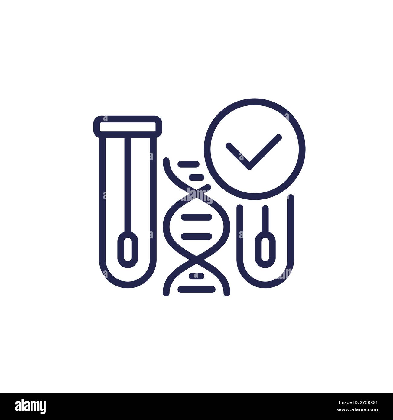 dna swab tests line icon with a check mark Stock Vector Image & Art - Alamy