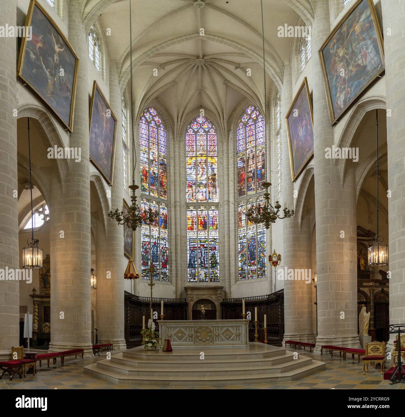 Dole, France, 14 September, 2022: interior view of the altar and ...