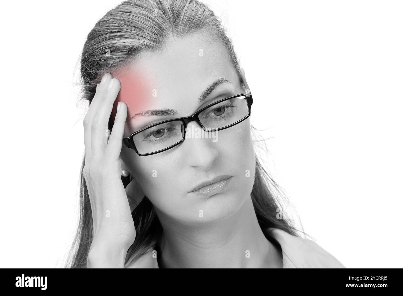 Mature business woman holding head in hands Stock Photo - Alamy