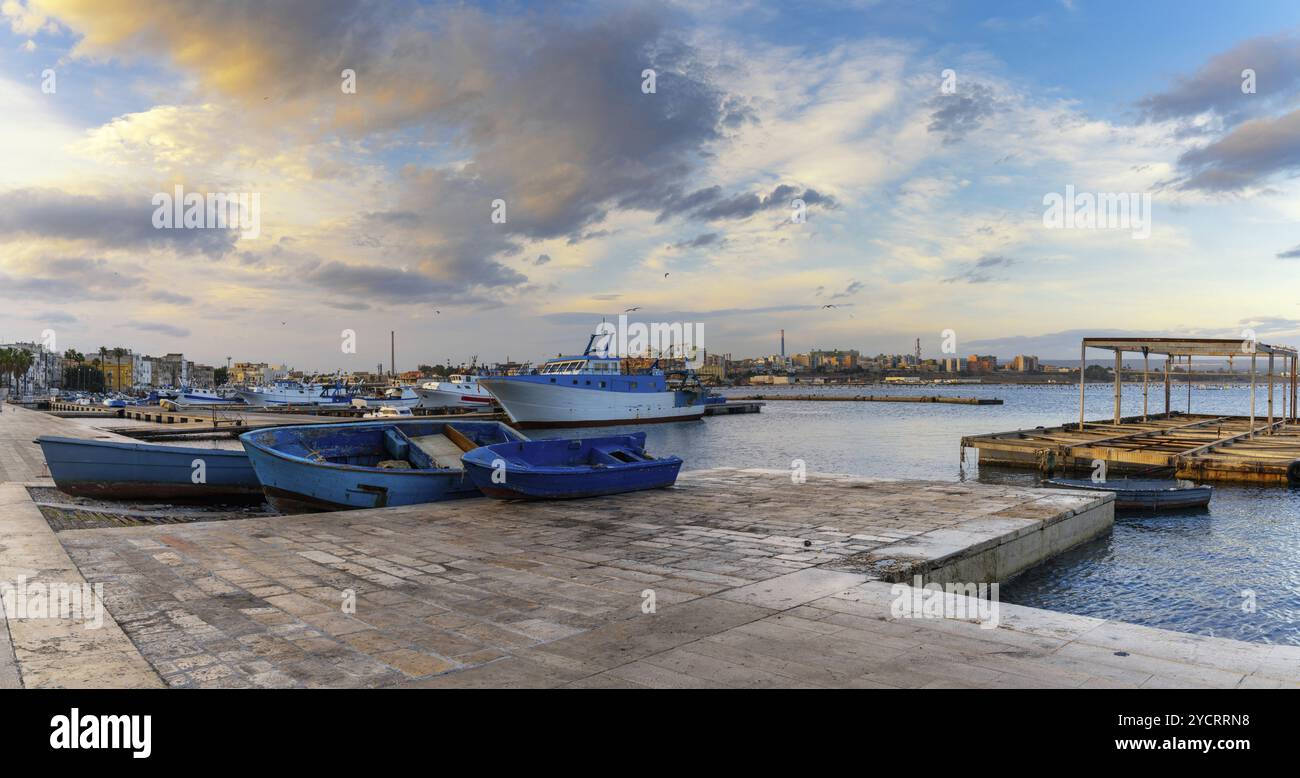Taranto, Italy, 30 November, 2023: fishing boats and docks in the ...