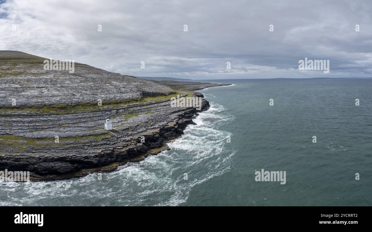 An aerial view of the Burren Coast in County Clare with the Black Head ...