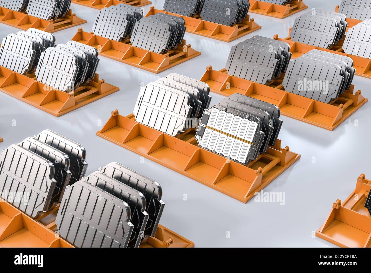 3d rendering batch of electric vehicle batteries or pallet of lithium ...