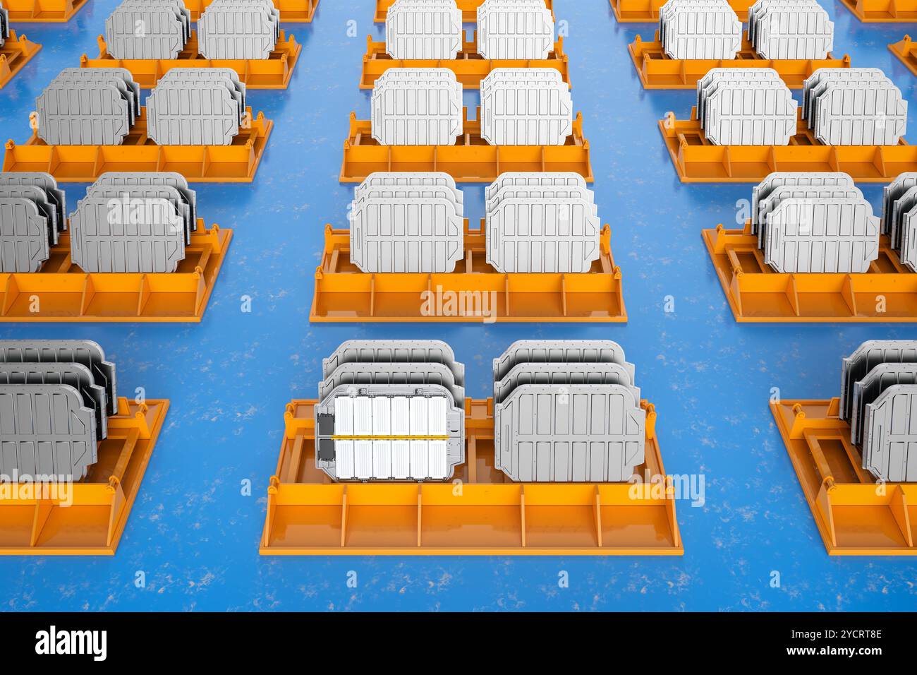 3d rendering batch of electric vehicle batteries or pallet of lithium ...