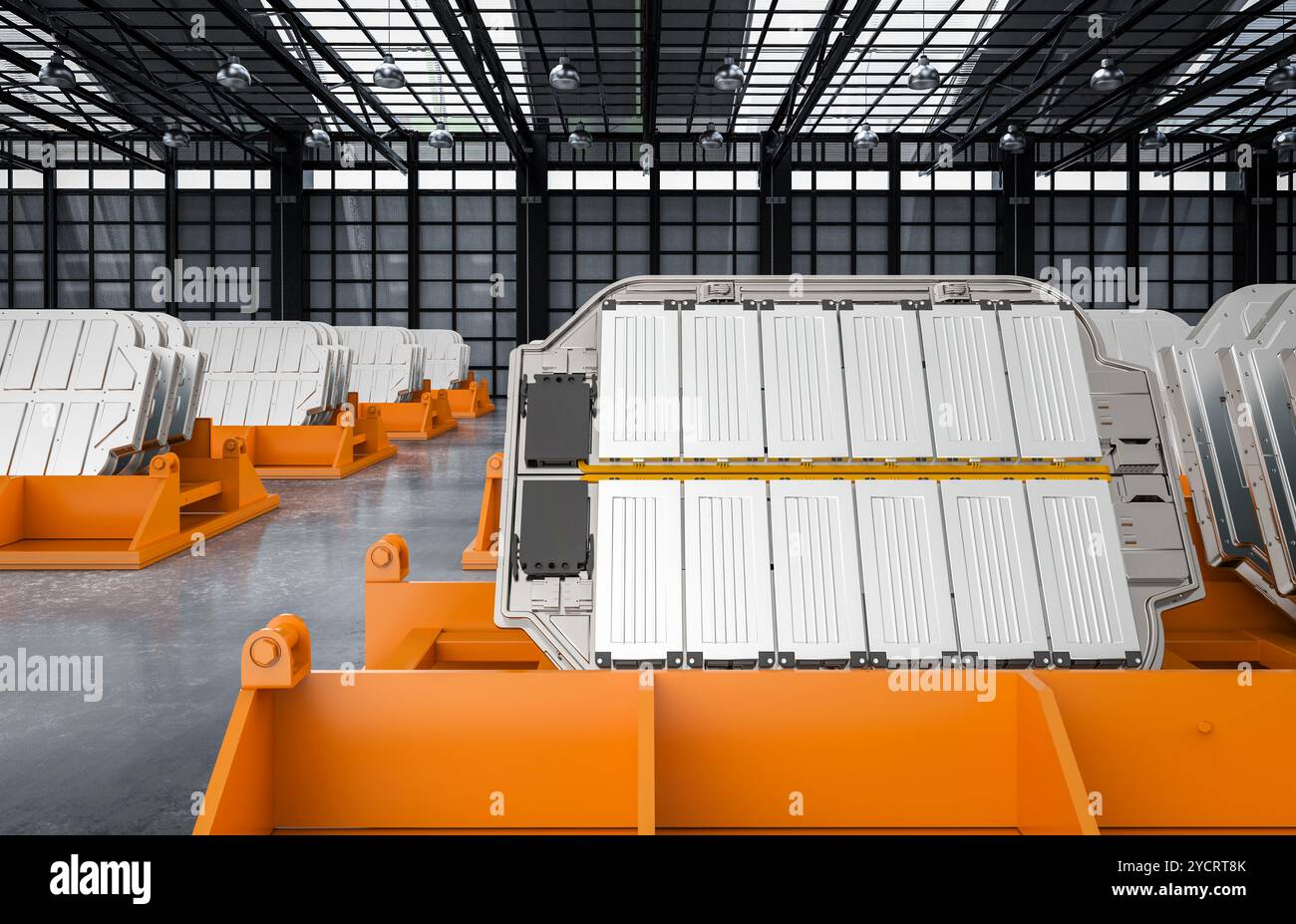 3d rendering batch of electric vehicle batteries or pallet of lithium ...