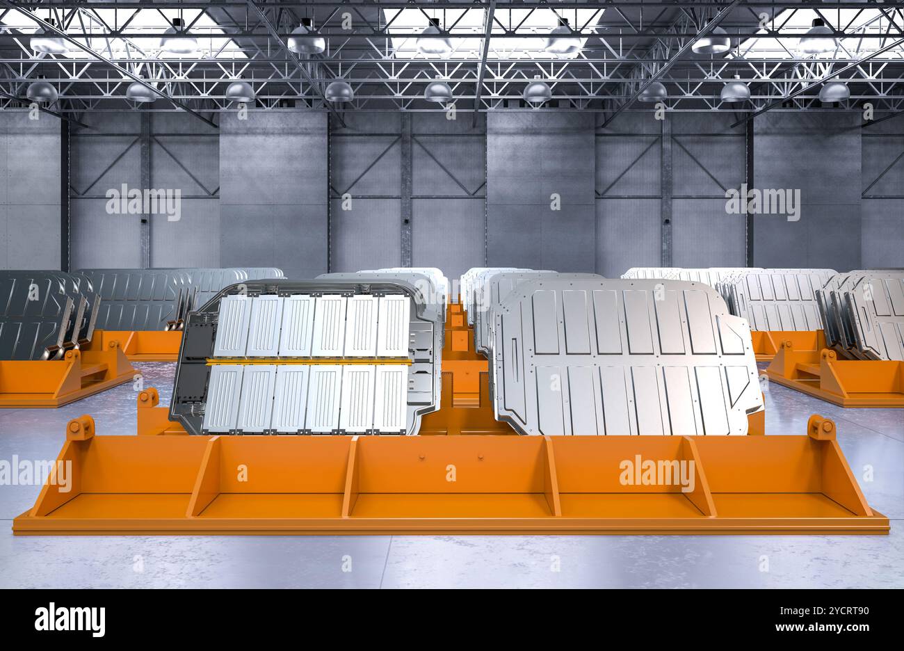 3d rendering batch of electric vehicle batteries or pallet of lithium ...