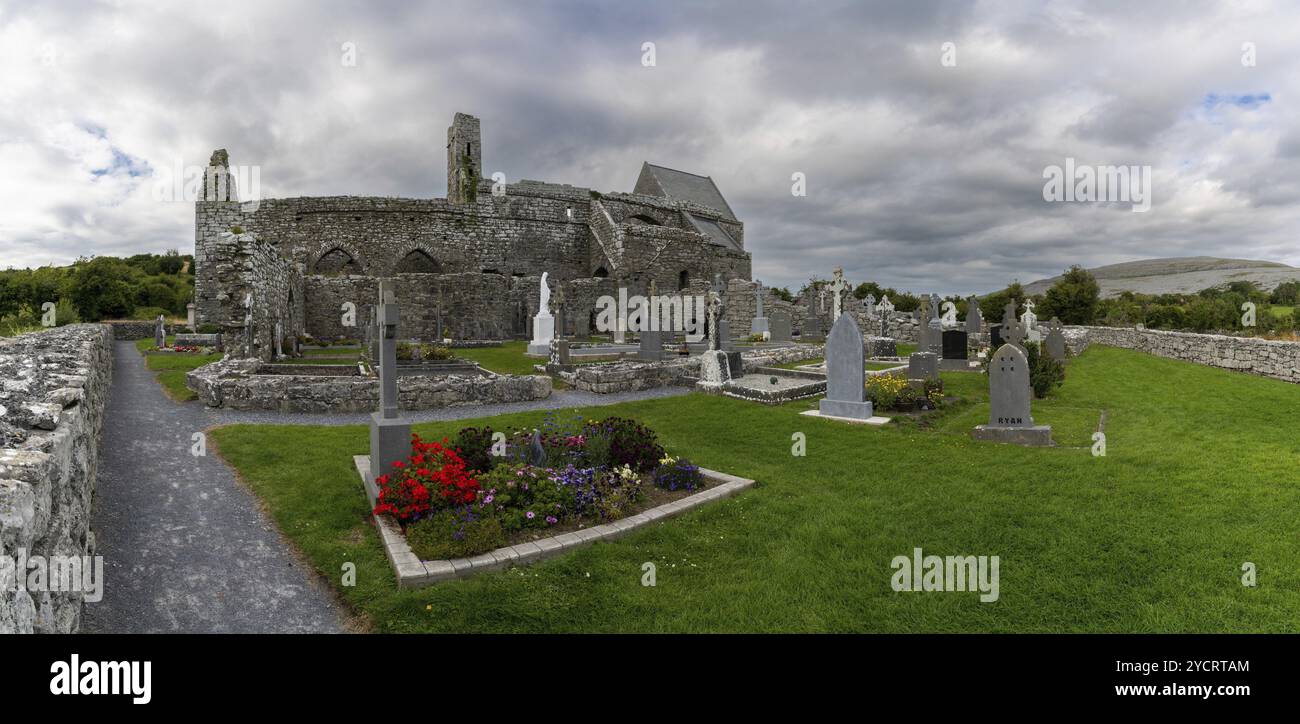 Ballyvaughan, Ireland, 28 July, 2022: panorama view of the historic ...