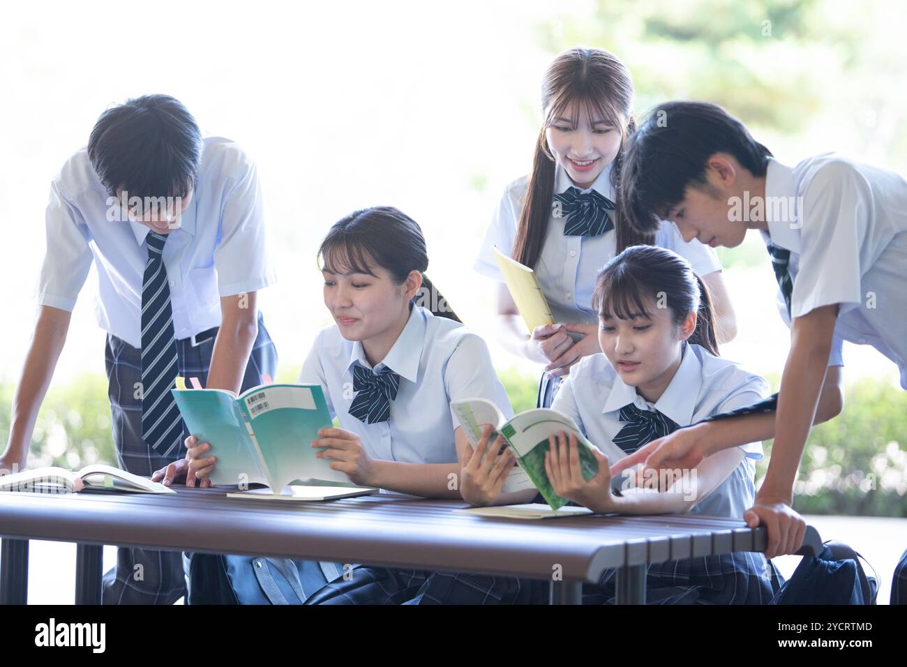 High school students studying outside Stock Photo - Alamy