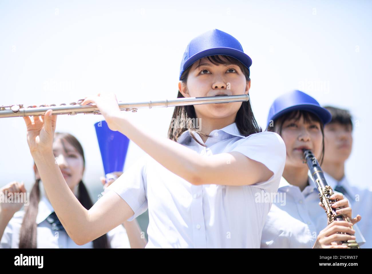 High school students cheering with musical instruments Stock Photo - Alamy