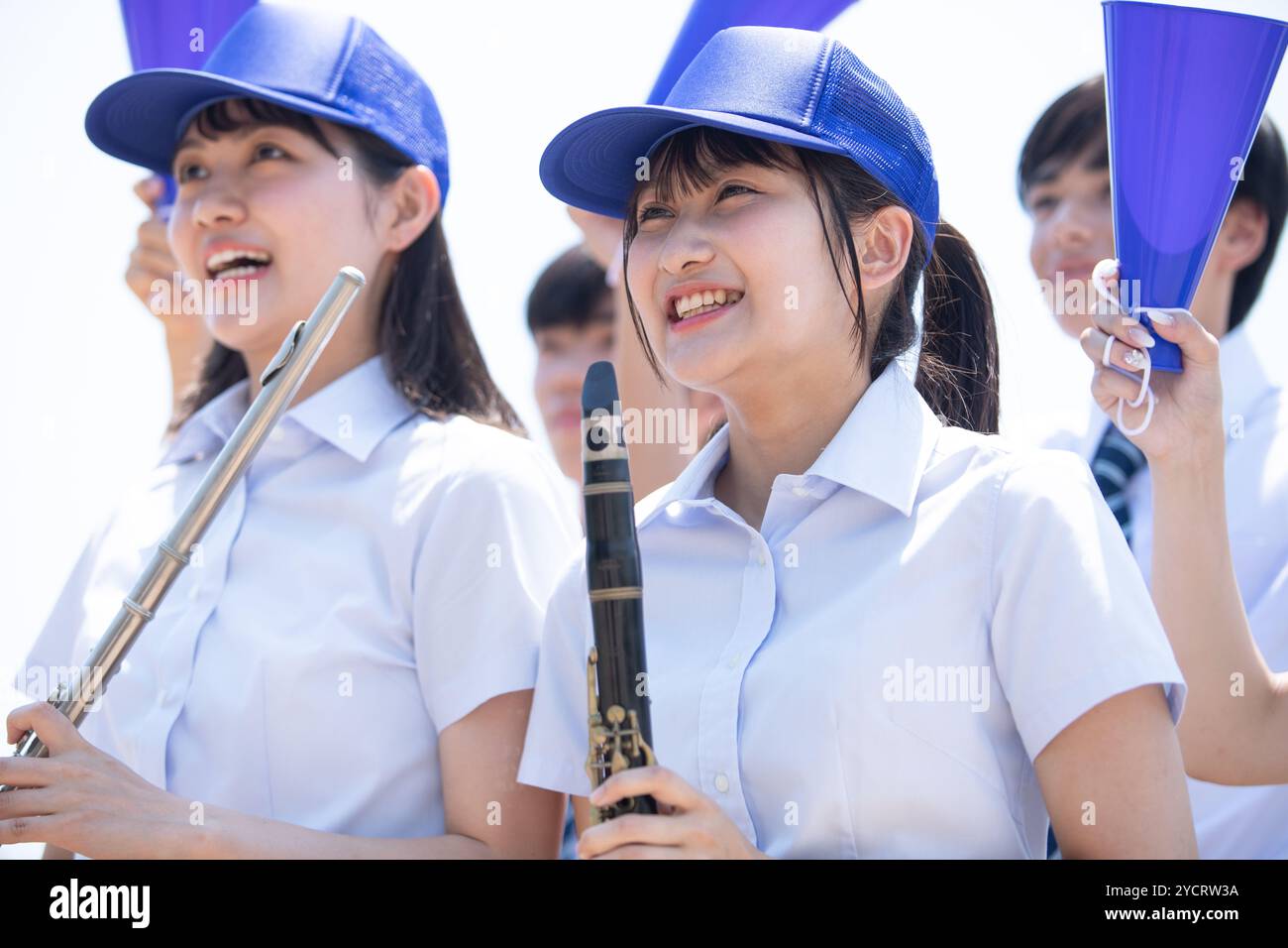High school students cheering with musical instruments Stock Photo - Alamy
