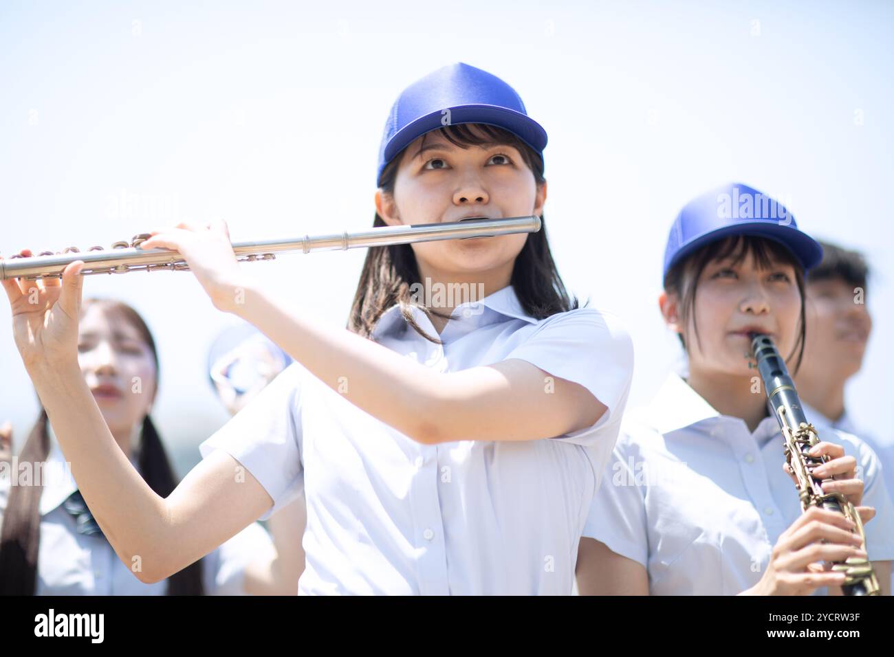 High school students cheering with musical instruments Stock Photo - Alamy