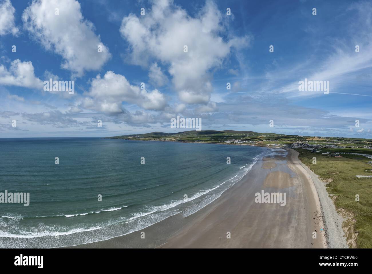 An aerial panorama view of the Bray Head cliffs and headland on ...