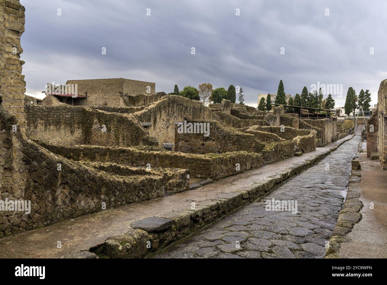 Ercolano, Italy, 25 November, 2023: typical city street and houses in ...