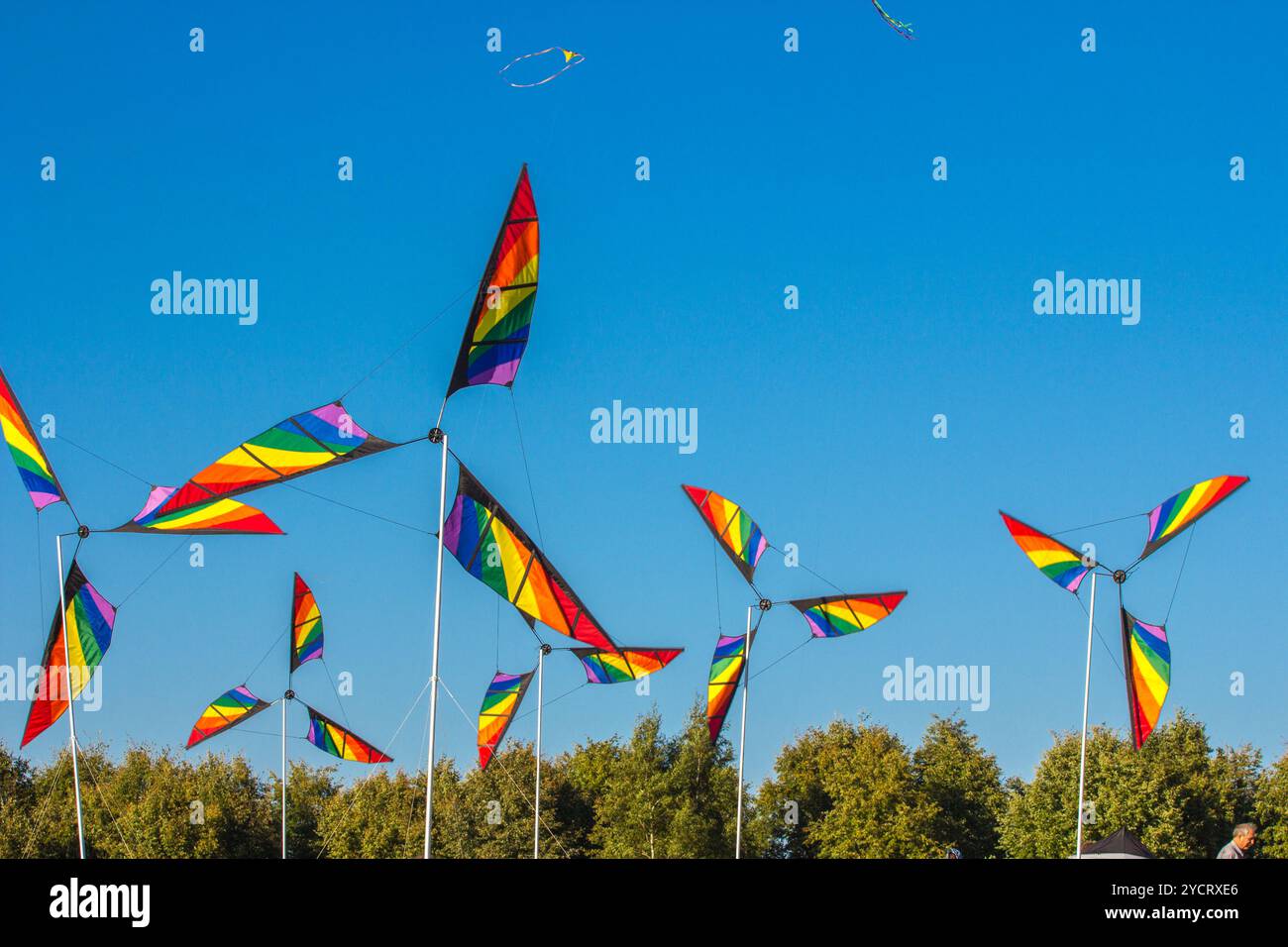 Pinwheel windmill with 3 differently colored vanes Stock Photo - Alamy