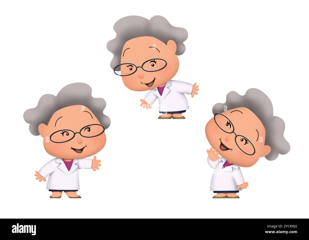 Smiling female science doctorate in white lab coat (including poses ...