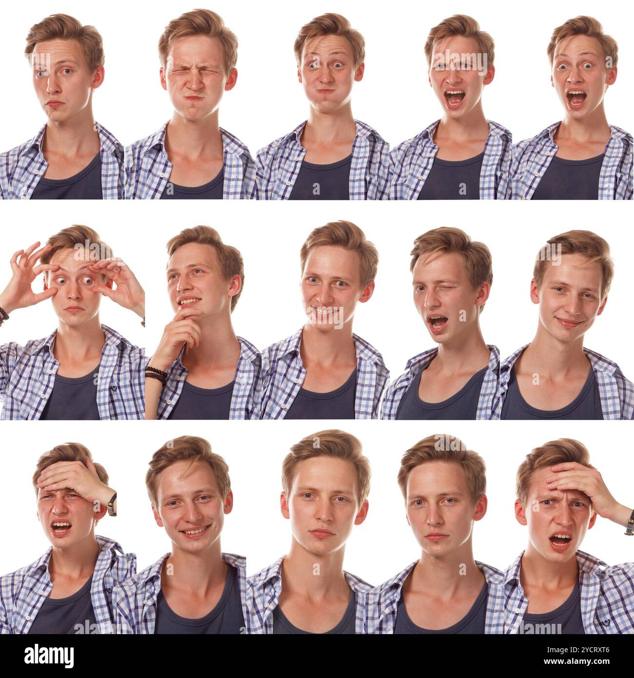 Young emotional man close up portrait Stock Photo - Alamy
