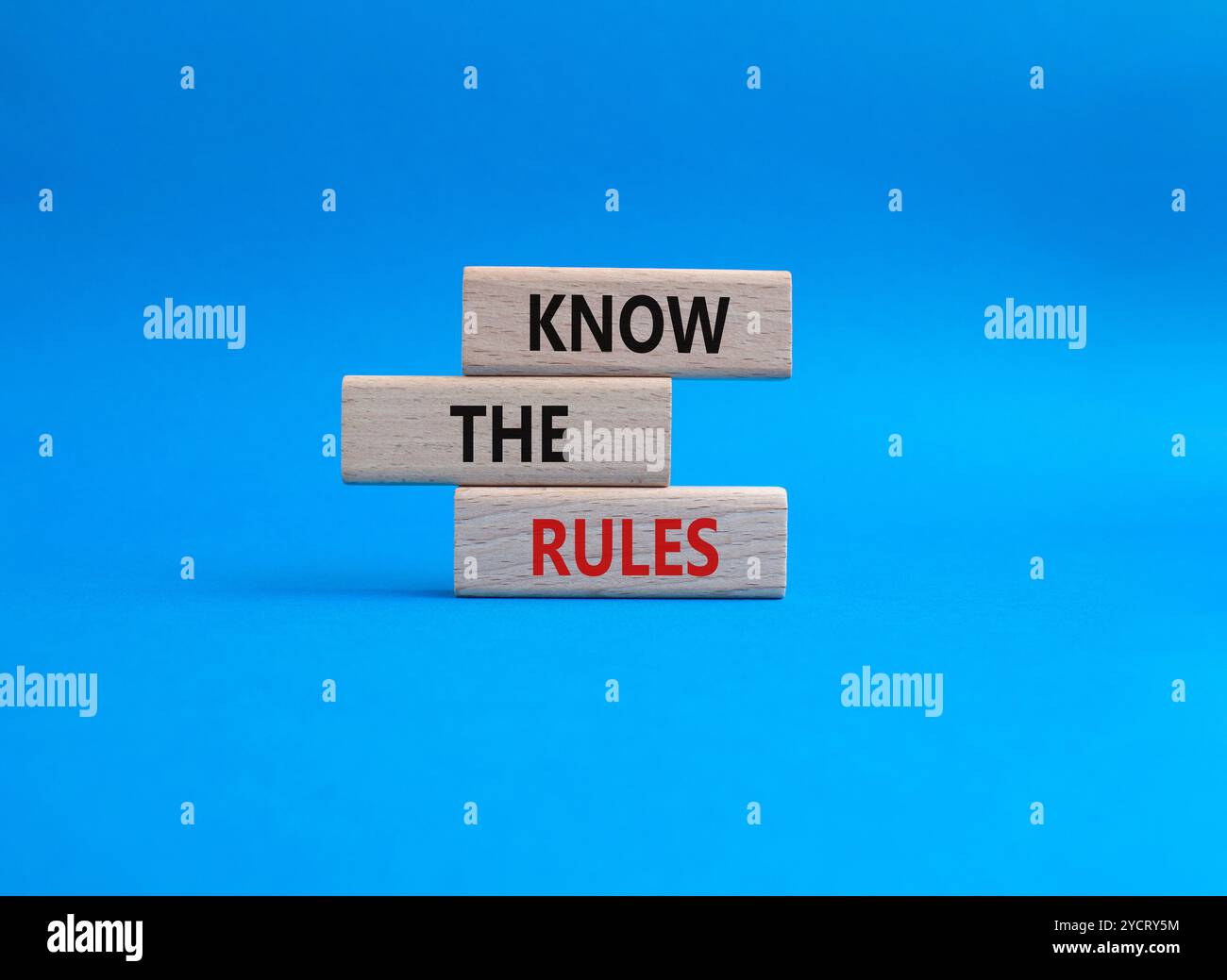 Know the rules symbol. Wooden blocks with words Know the rules ...
