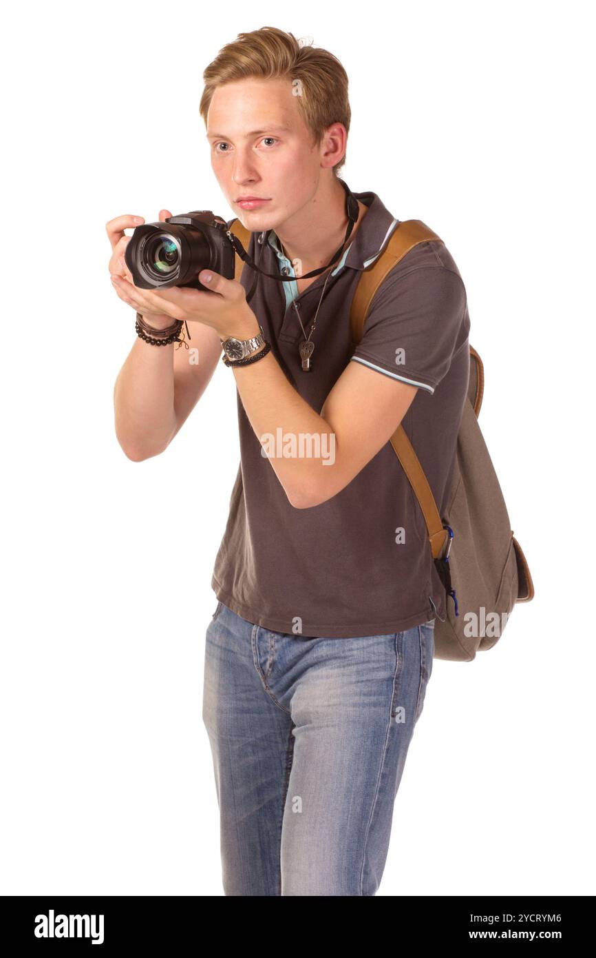 Young paparazzi with camera Stock Photo - Alamy