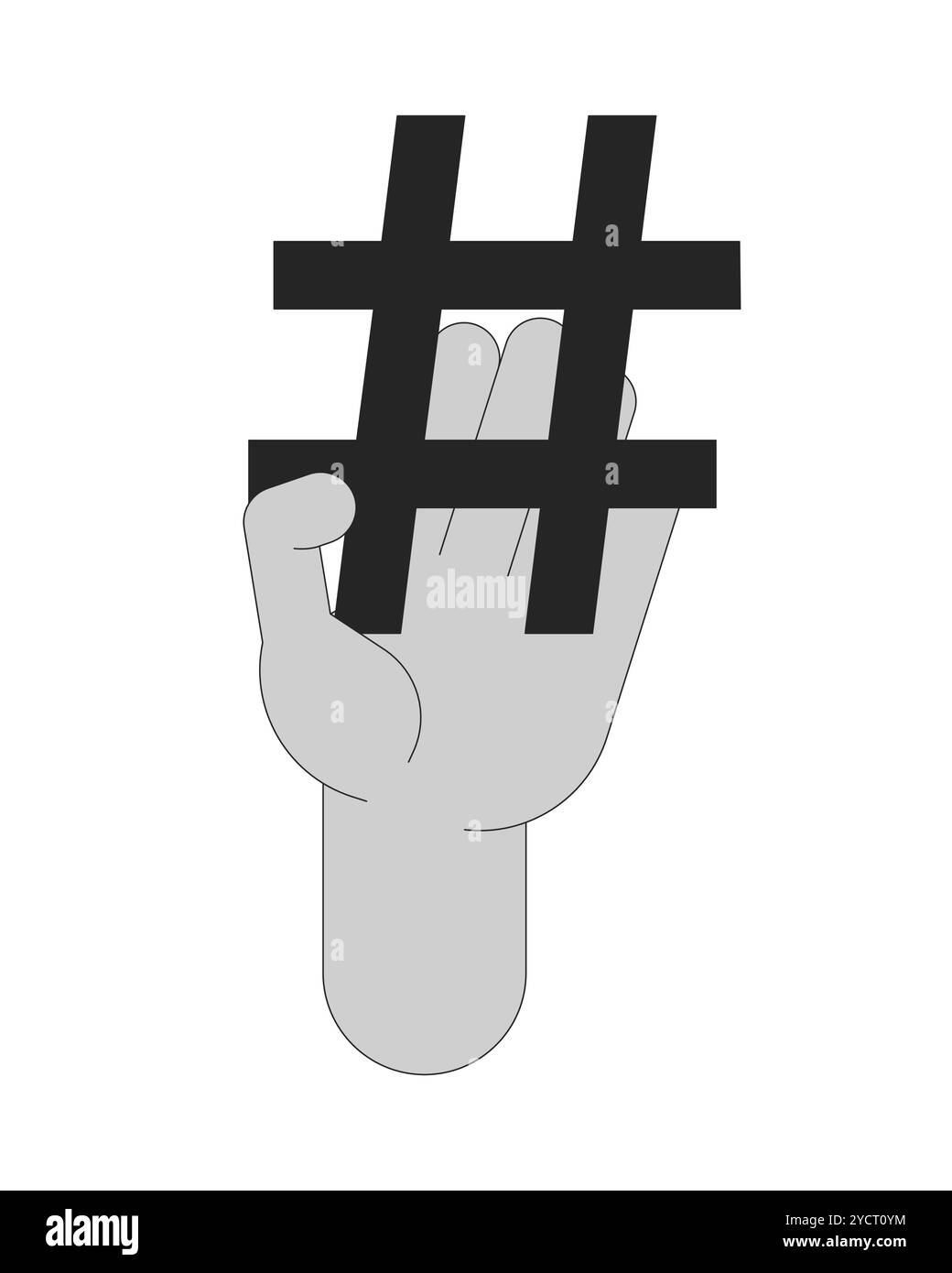 Hand holding hashtag outline illustration Stock Vector Image & Art - Alamy