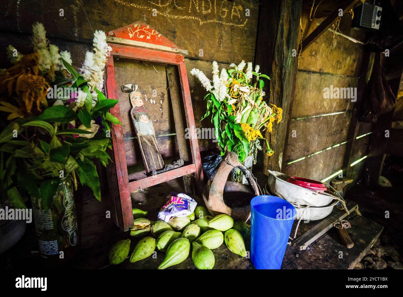 Private syncretic altar, Lancetillo, La Parroquia, Reyna area, Quiche ...