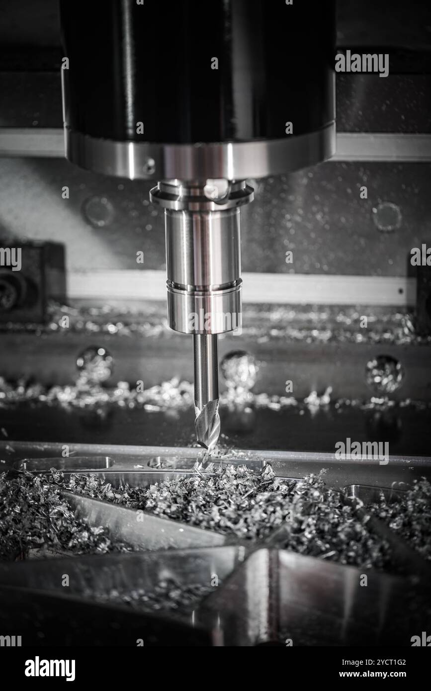 Metalworking CNC milling machine. Cutting metal modern processing ...