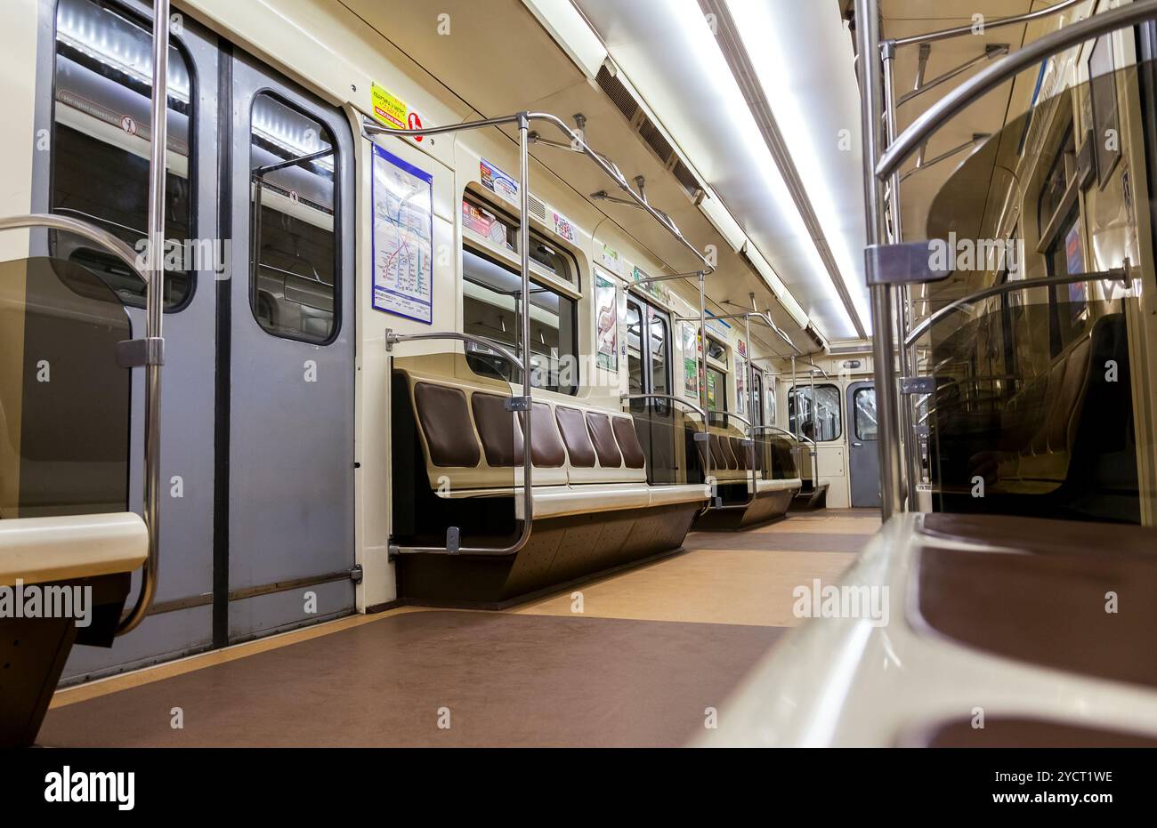 Interior view of the wagon train in subway Stock Photo - Alamy