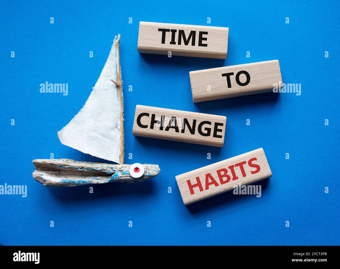 Time to Change Habits symbol. Wooden blocks with words Time to Change ...