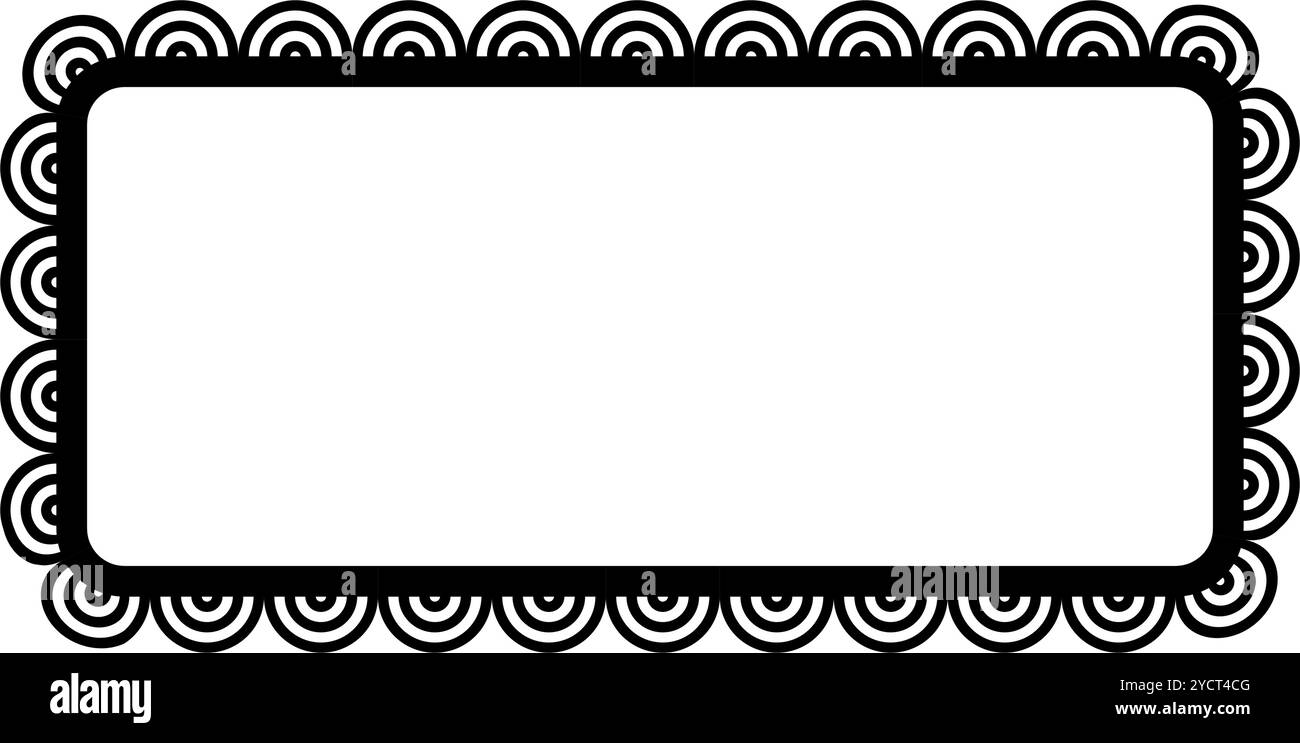 Scalloped edge square frame. Simple rectangle scalloped border. Fabric ...