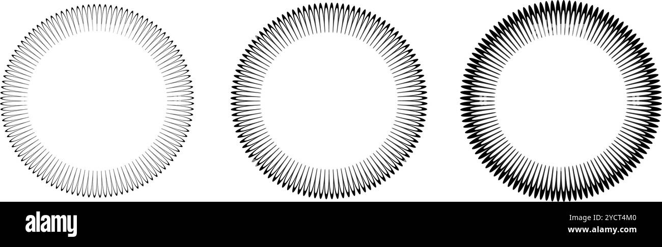 Circle scalloped frame. Scalloped edge round shape border. Simple label ...