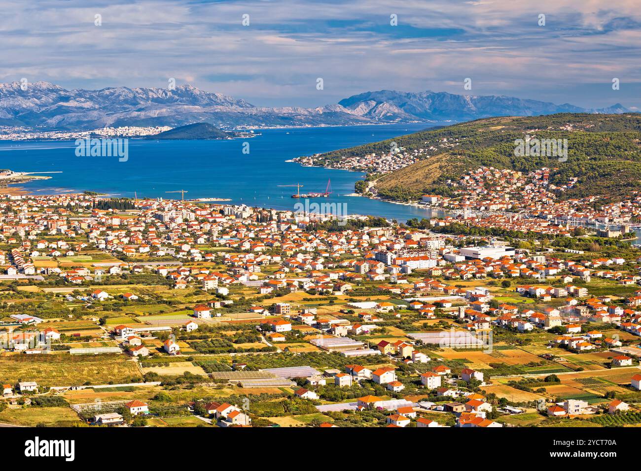 Aerial panorama of Trogir and Kastela bay Stock Photo - Alamy