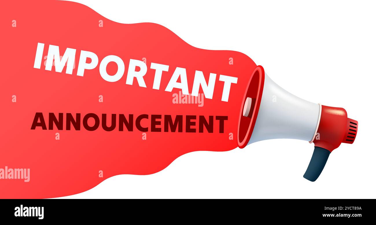 Important Announcement, megaphone announces news. Vector Stock Vector Image & Art - Alamy