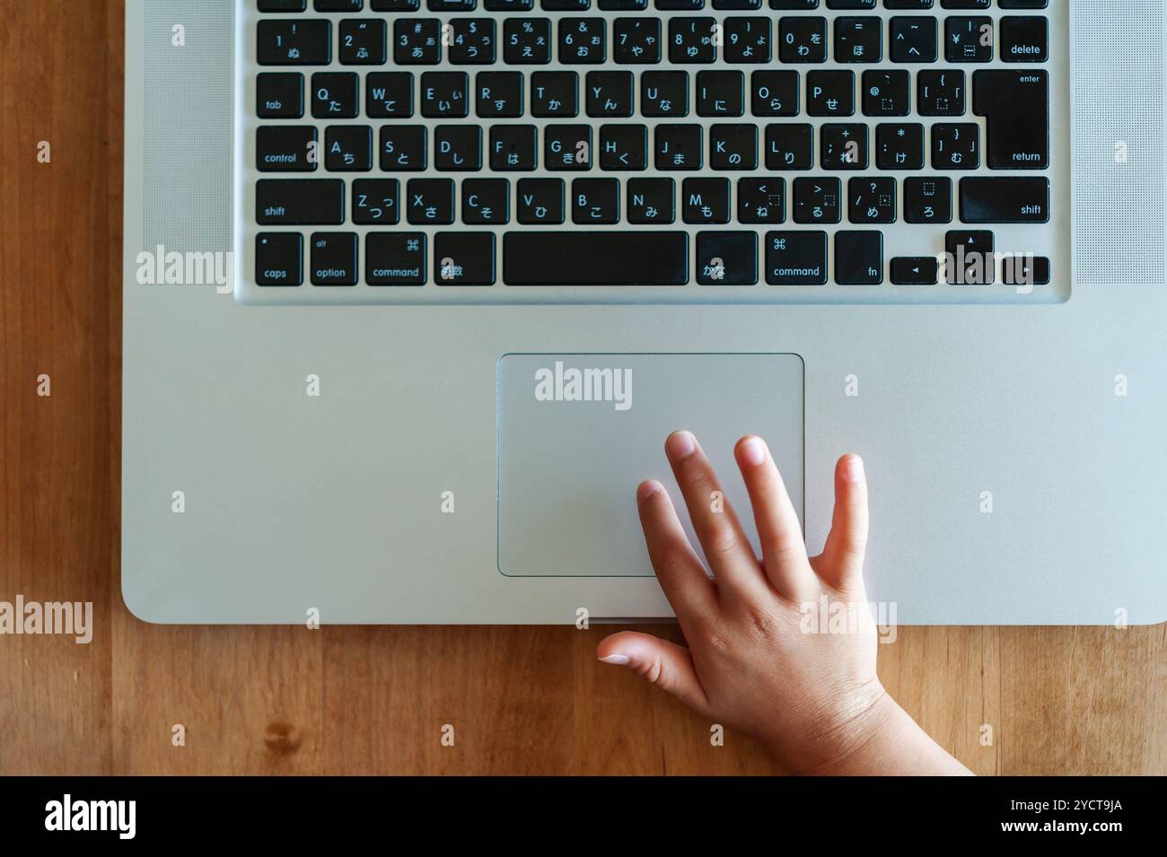 Hands operating laptop Stock Photo - Alamy