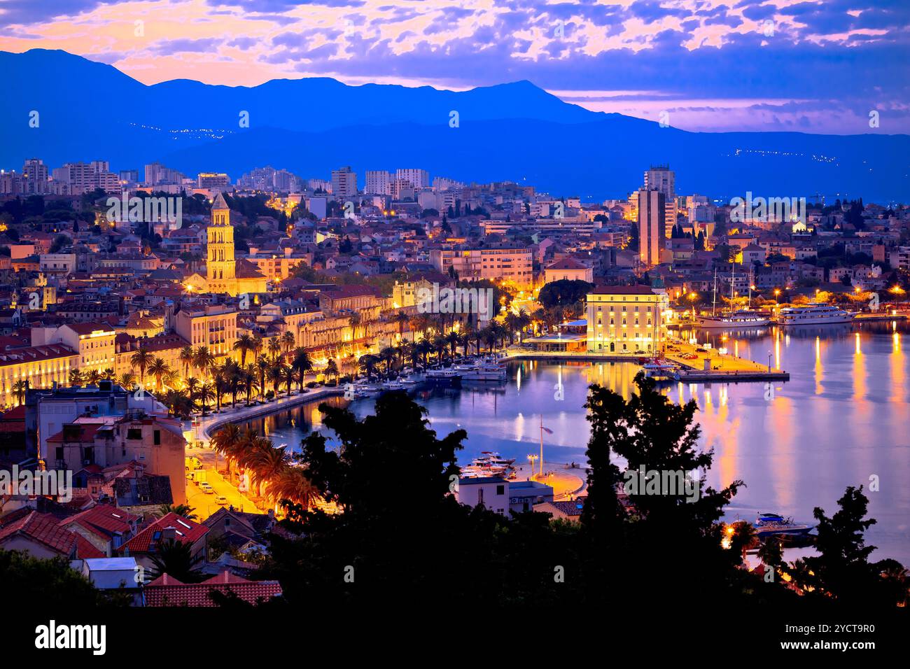 Aerial evening view of Split waterfront Stock Photo - Alamy