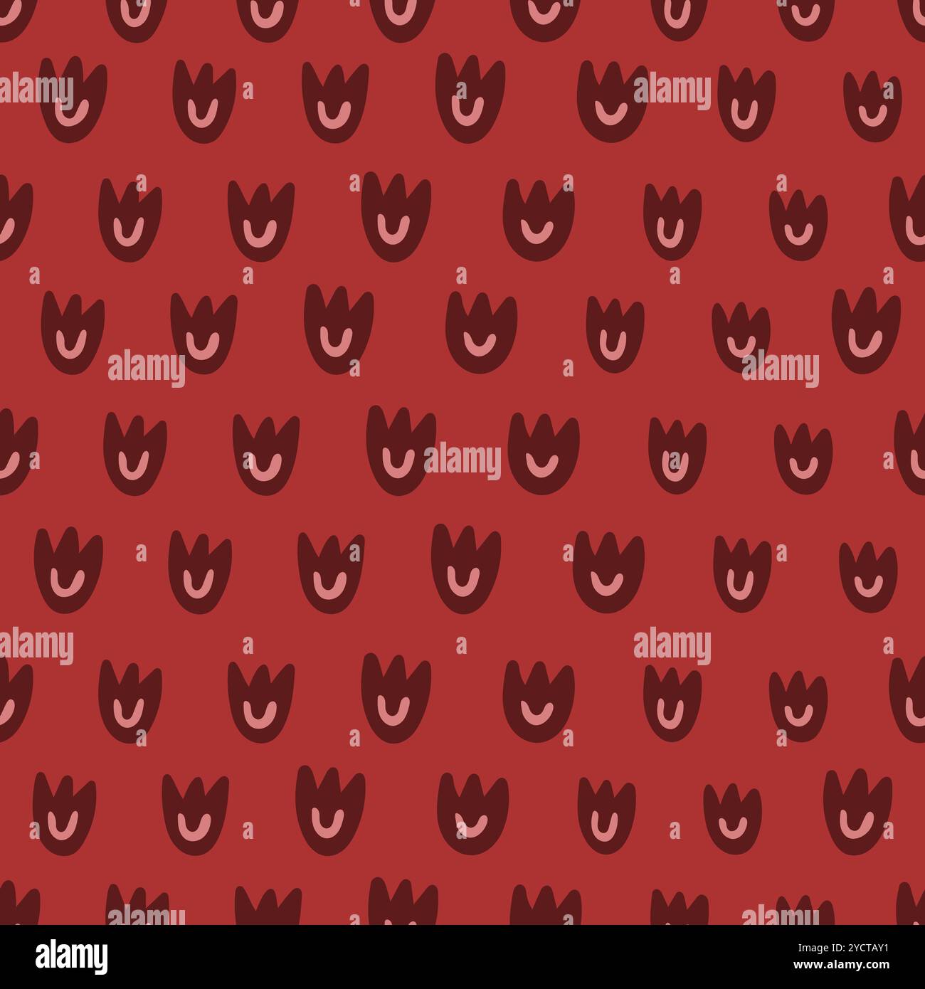 Repeating pattern of stylized flowers in shades of red hi-res stock ...