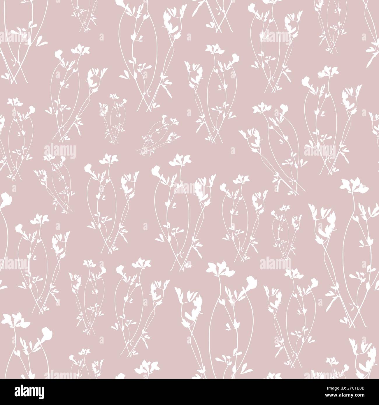Seamless pattern of thin, white floral silhouettes on a muted, dusty ...