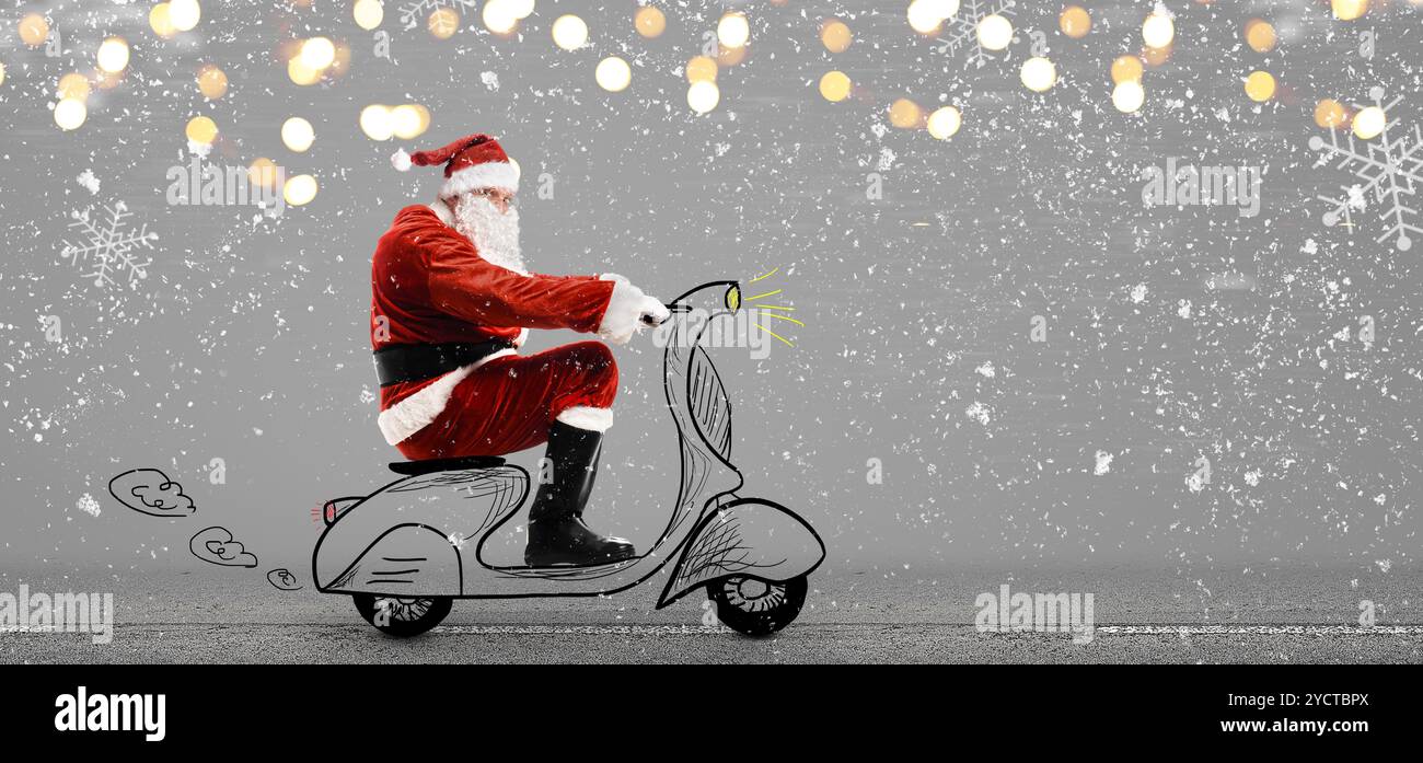 Santa on bike hi-res stock photography and images - Alamy