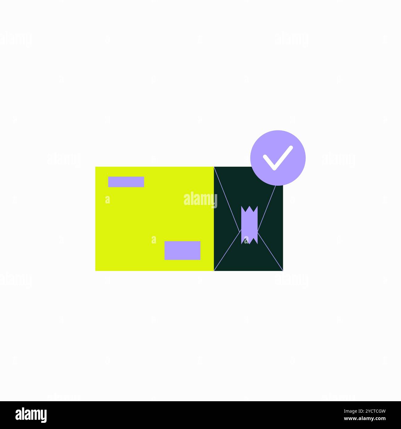 Parcel With Check Mark In Flat Vector Illustration Symbolizing Delivery ...